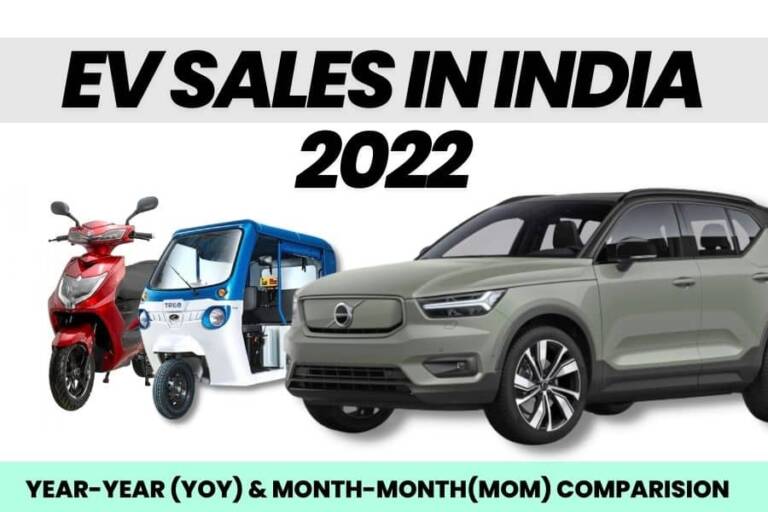 EV sales in India 2021-2022 - YOY and MOM comparison